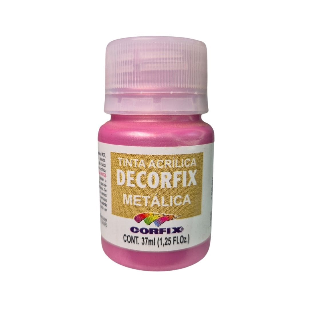 Tinta Decorfix Metálica 390 Rosa 37ML | Arsenal Craft RPG